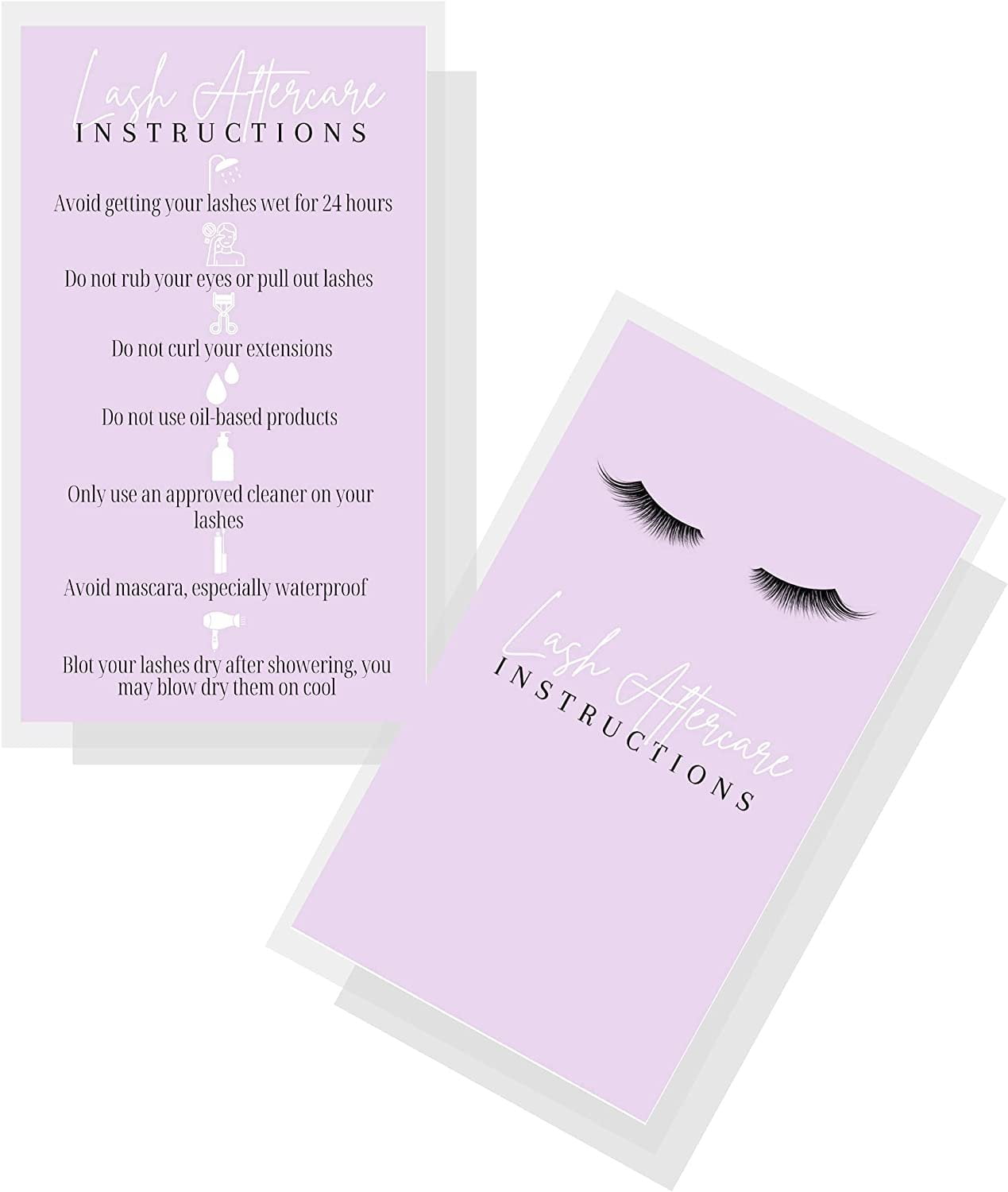 Lash Extension Aftercare Instructions Cards 50 Pack 2x3.5" inch ...