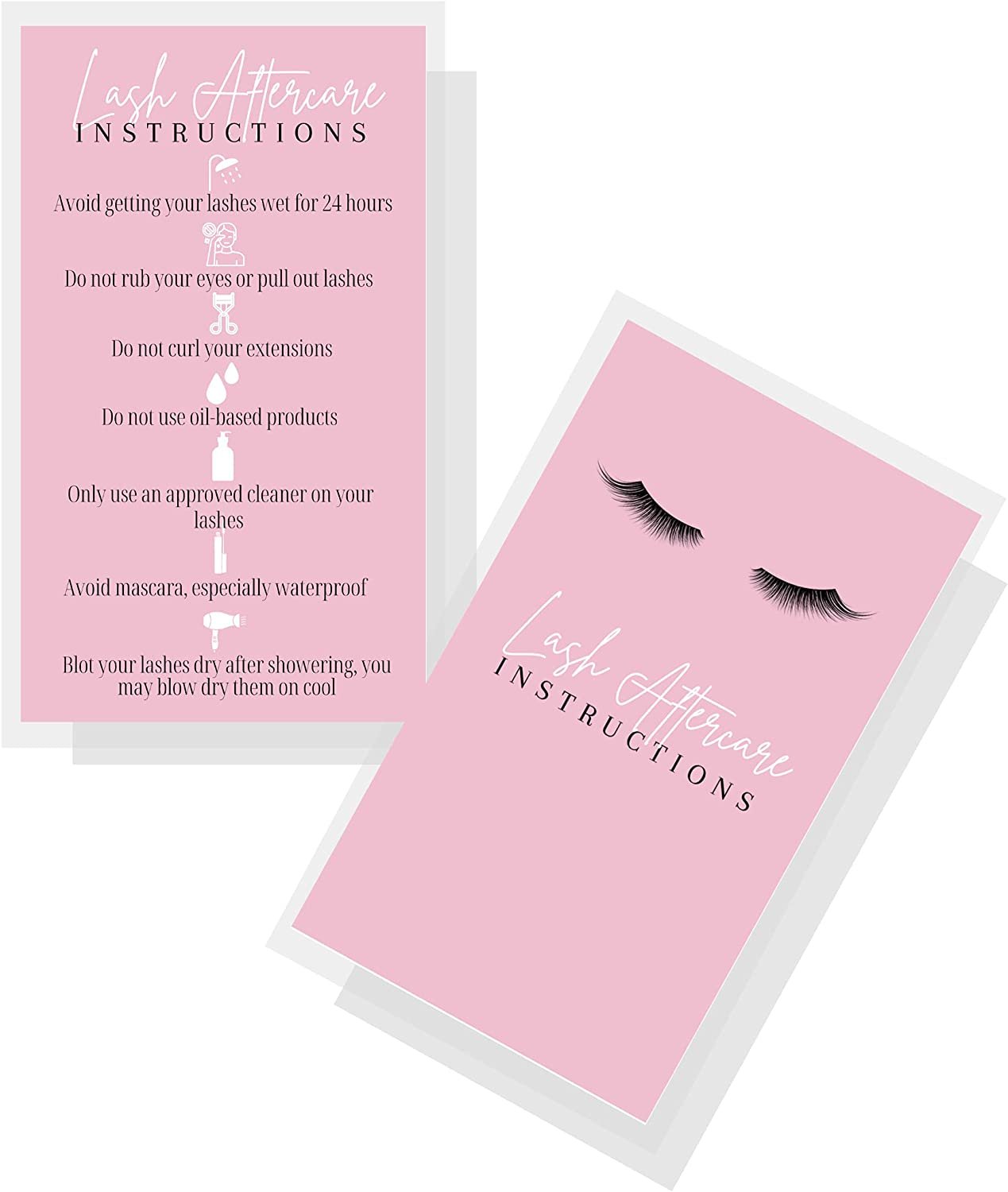 Lash Extension Aftercare Instructions Cards 50 Pack 2x3.5" inch ...
