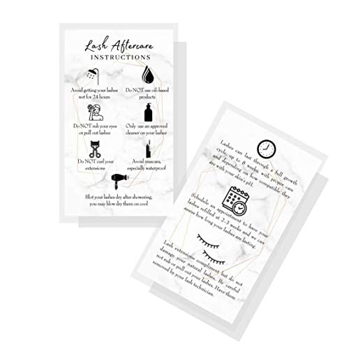 Lash Extension Aftercare Instructions Cards | 50 Pack | Double Sided ...