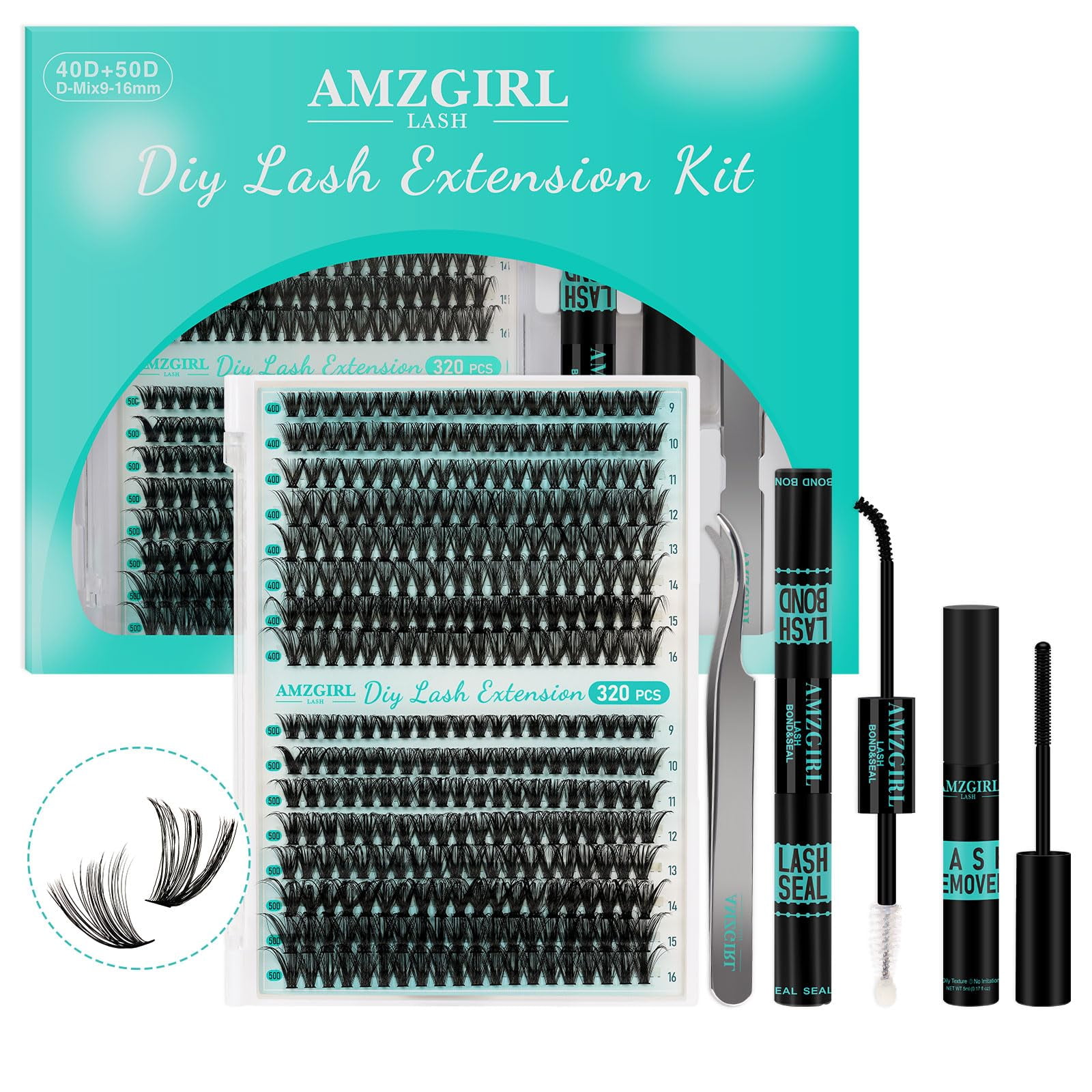 Lash Extension Kit 320Pcs,DIY Individual Lashes Clusters Kit,Lash Bond ...