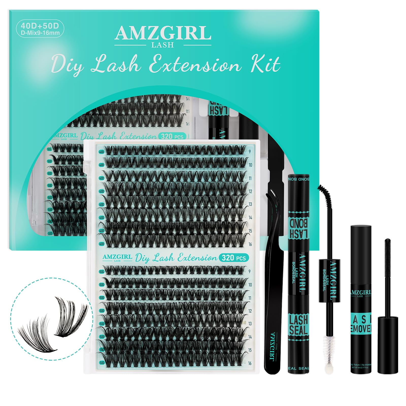 Lash Extension Kit 320Pcs,DIY KEF16 Individual Lashes Clusters And Seal ...