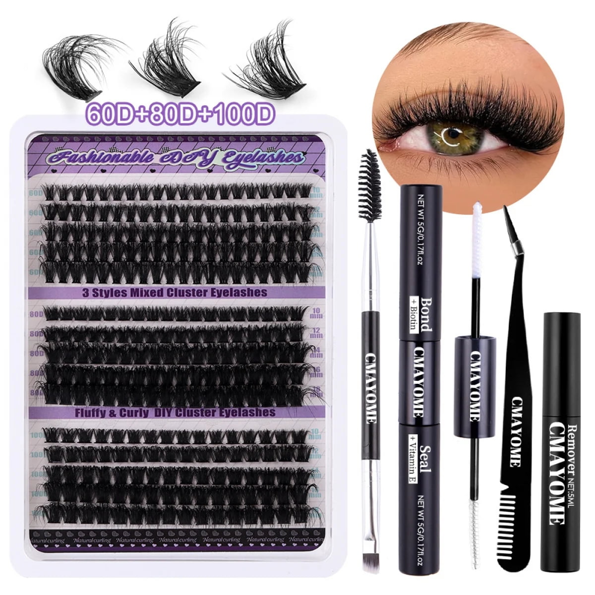 Lash Extension Kit D Curl Lash Clusters Kit Thick Volume Individual ...
