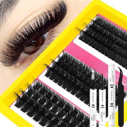 Lash Extension Kit Thick Cluster Eyelash Extensions 100D 150D 200D 12 ...