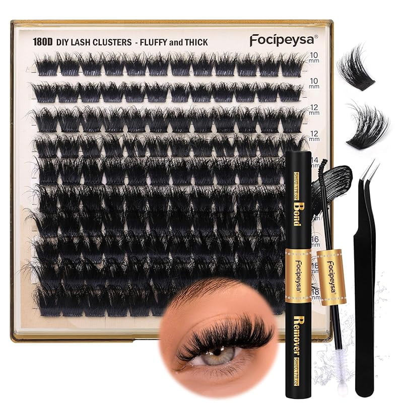 Lash Extension Kit Thick Eyelash Extension Kit 10-18mm Fluff Volume Lash Clusters 200D ...