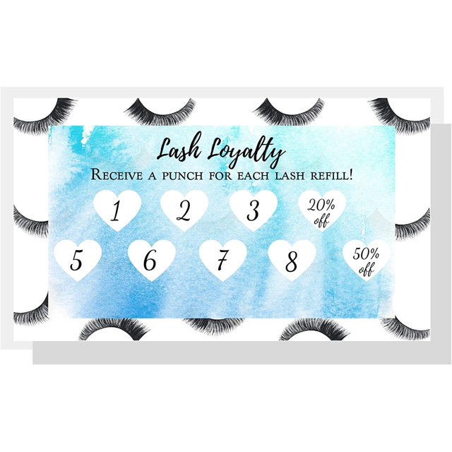 Lash Extension Loyalty Punch Card 50 Pack 3.5 x 2" inches Business Card ...