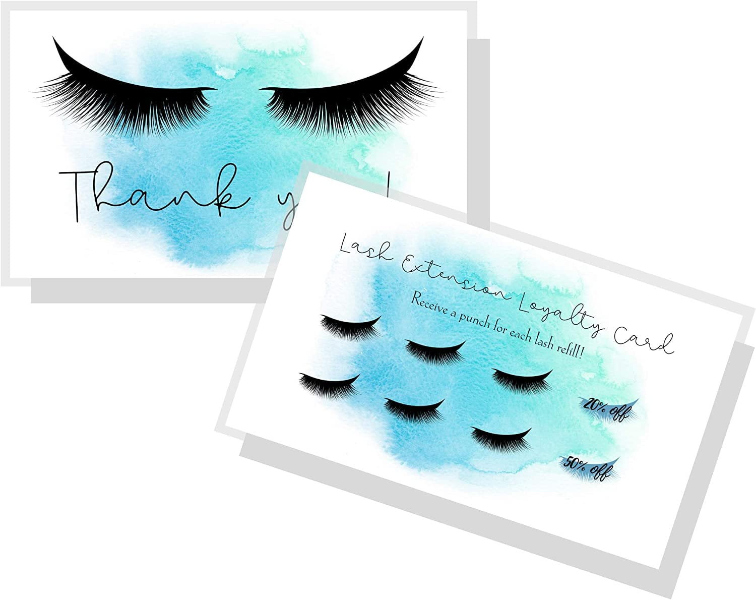 Lash Extension Loyalty Punch Cards 50 Pack 3.5 x 2" inches Business ...