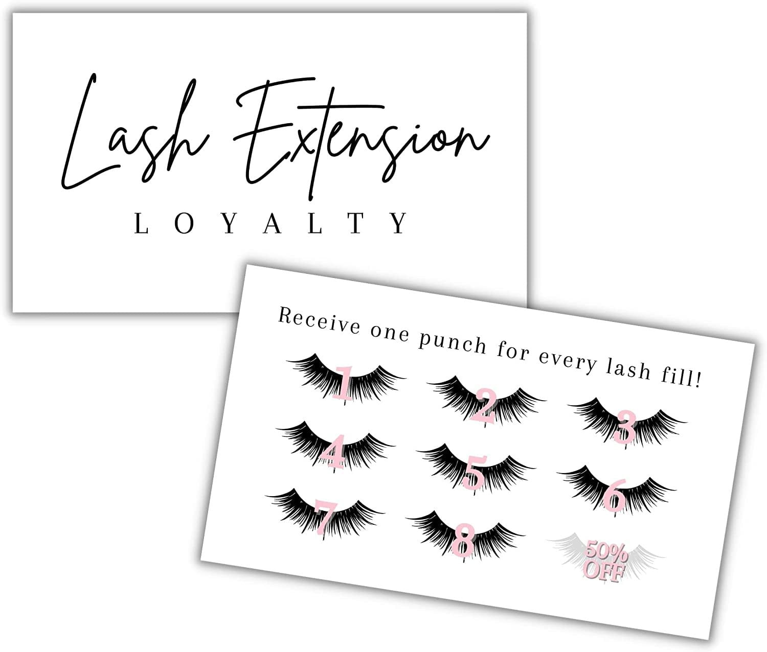 Lash Extension Loyalty Punch Cards 50 pack Eyelash False 2x3.5 inches ...