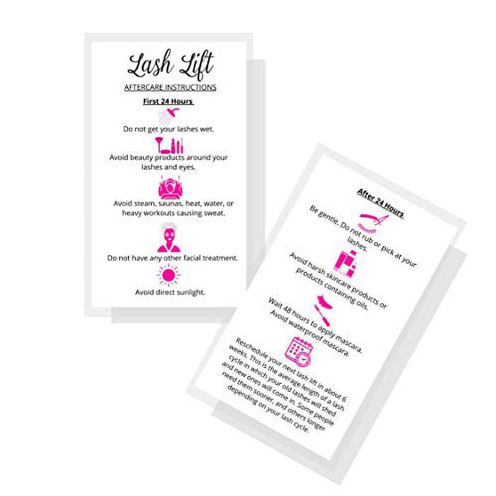 Lash Lift Aftercare Instruction Cards 50 Pack 2 x 3.5 inches Business ...