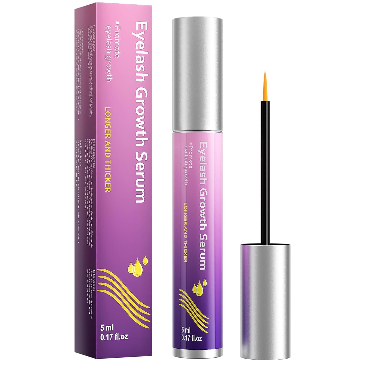 Lash Serum, Premium Eyelash Growth Serum Promotes Longer, Thicker ...