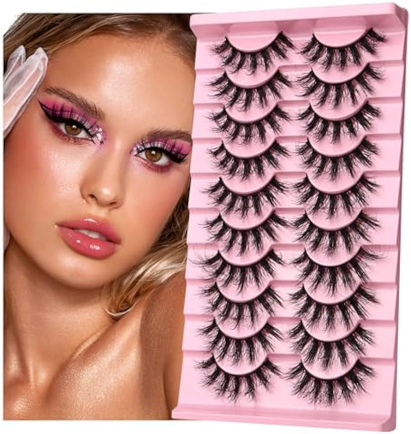 Lashes 3D False Eyelashes Cat Eye Look Wispy Faux Mink Lashes 10 Pairs ...