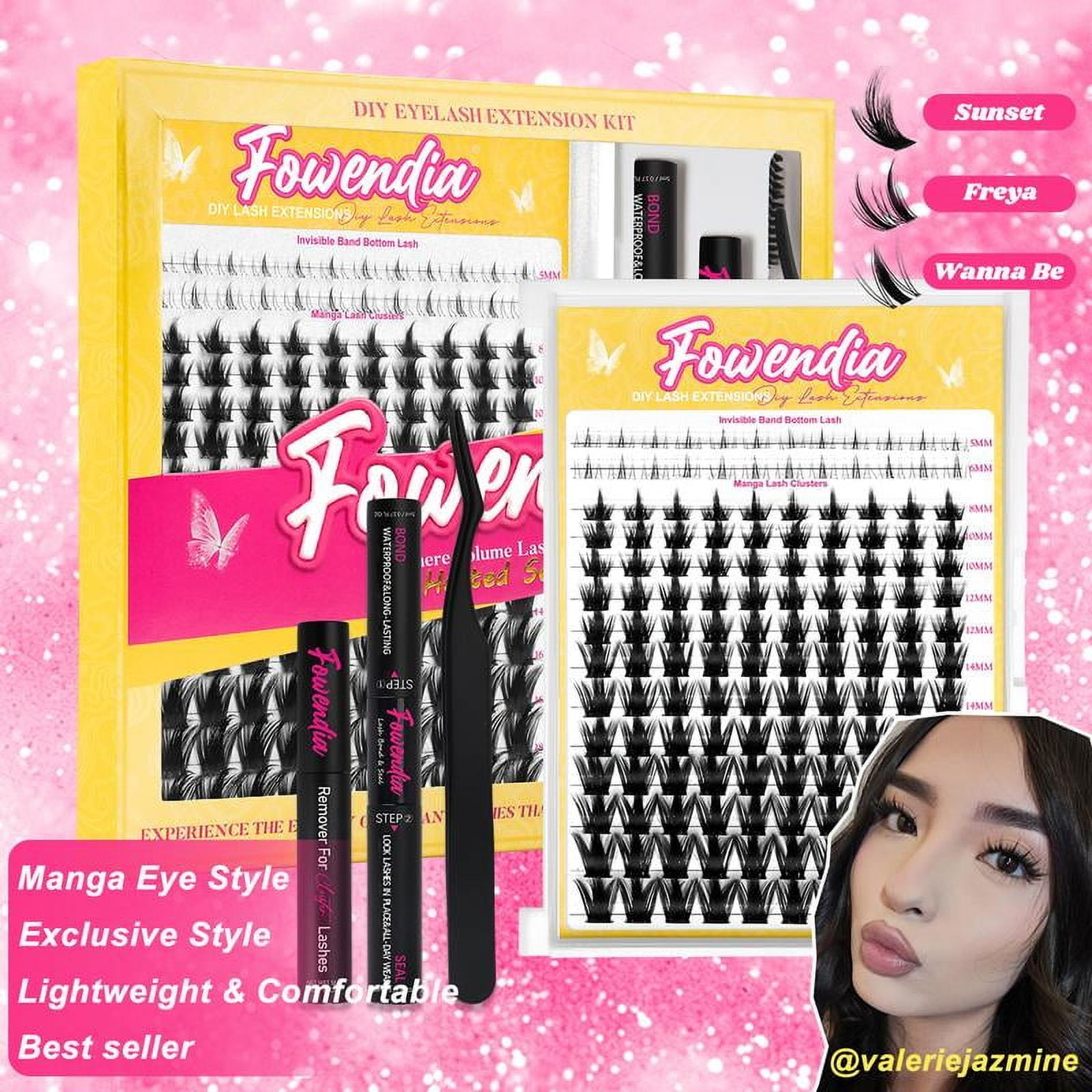 Lashes Cluster Lashes C D Curl DIY Lash Extension Kit and Lash Clusters 8-18mm with Bond Seal ...