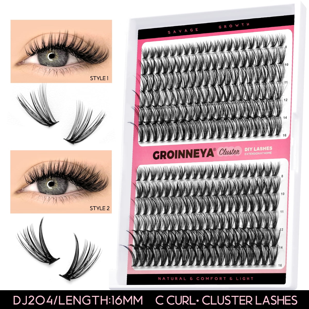 Lashes Clusters Set Extensions Kit Fake eyelashes Mix Lash Clusters with Lash Bond Seal and Lash ...