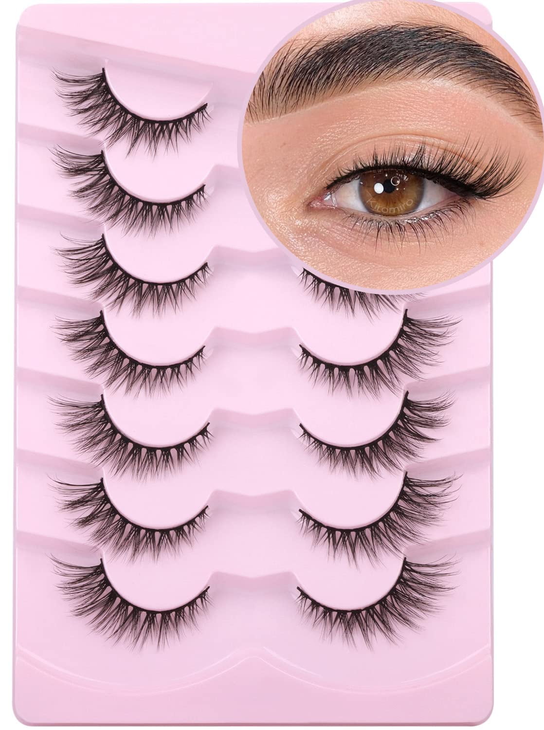 Lashes Natural Look False SSF20 Eyelashes Wispies Short Faux Mink Lashes Soft 14mm Cat Eye Wispy ...