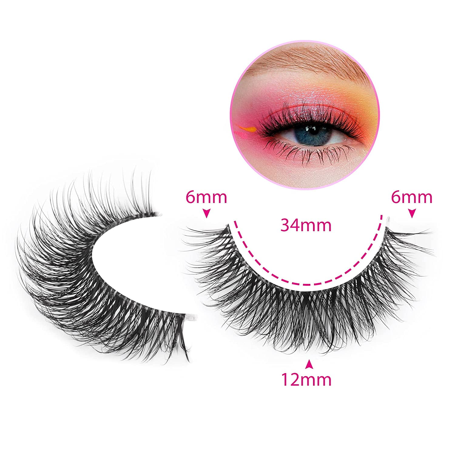 Lashes Natural Look with Clear Band Wispy Short Fake Lashes Fluffy C ...
