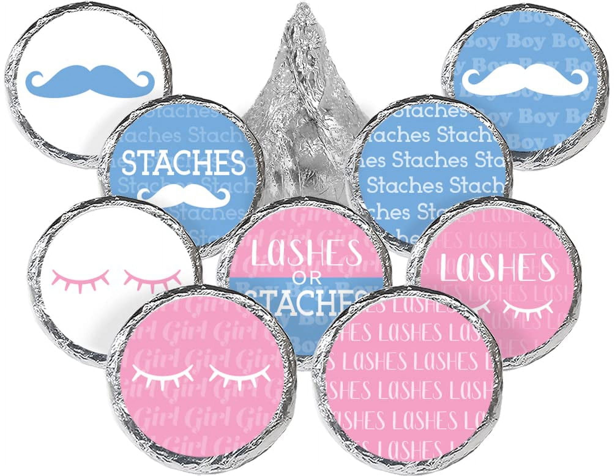 Lashes or Staches Gender Reveal Party Favor Stickers - 180 Labels ...