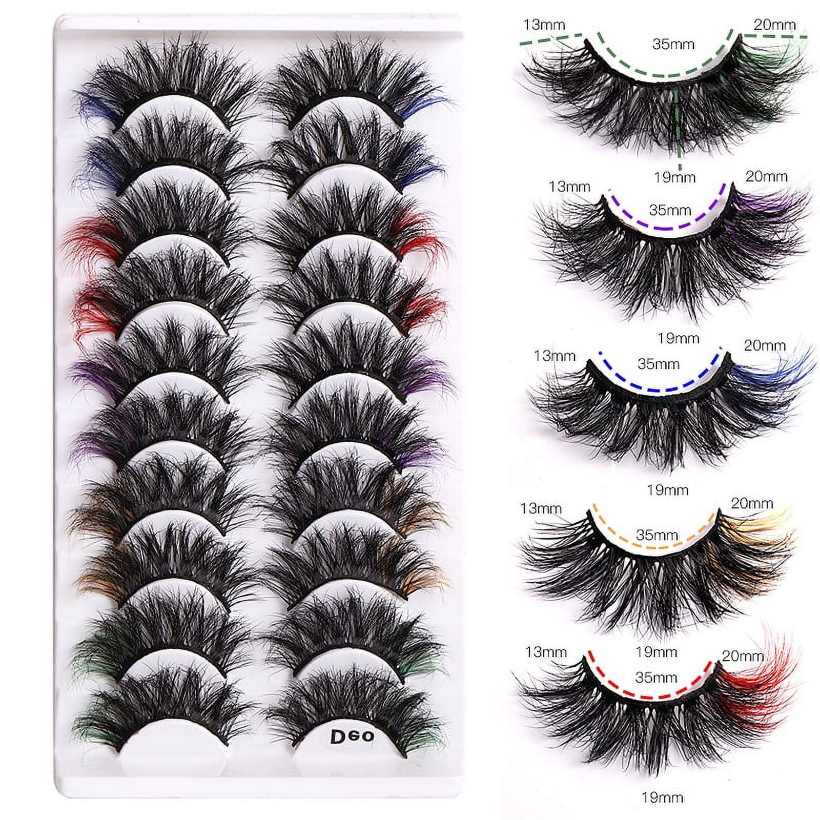 Colorful D Curl Colored Fake Eyelashes, Fluffy Cat Eye Russian Strip ...