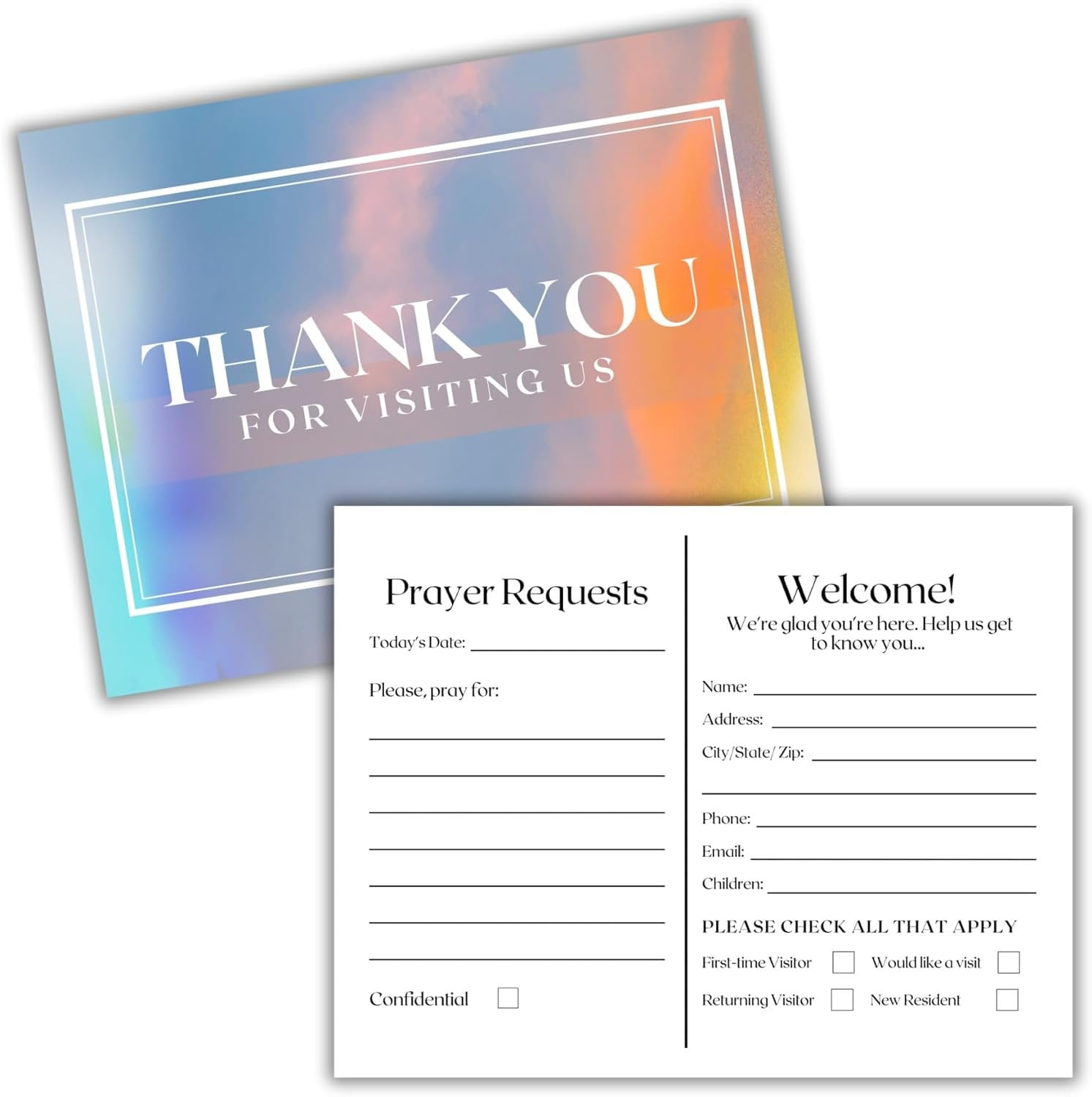 Lashicorn Church Visitor Cards to fill out Welcome Prayer Request 50 pk ...