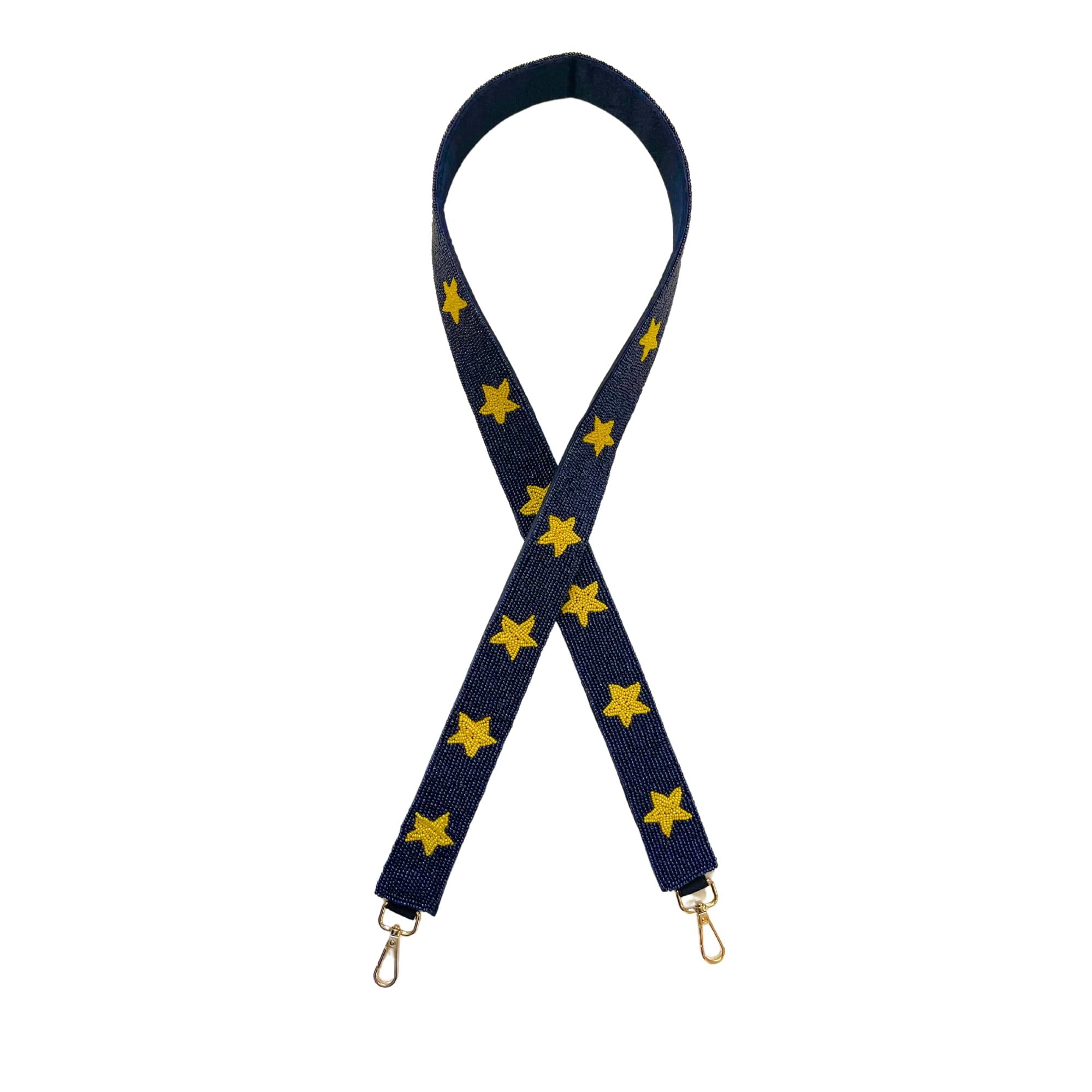 Lashicorn Navy Blue with Yellow Stars Beaded Purse Strap 49 Notre Dame ...