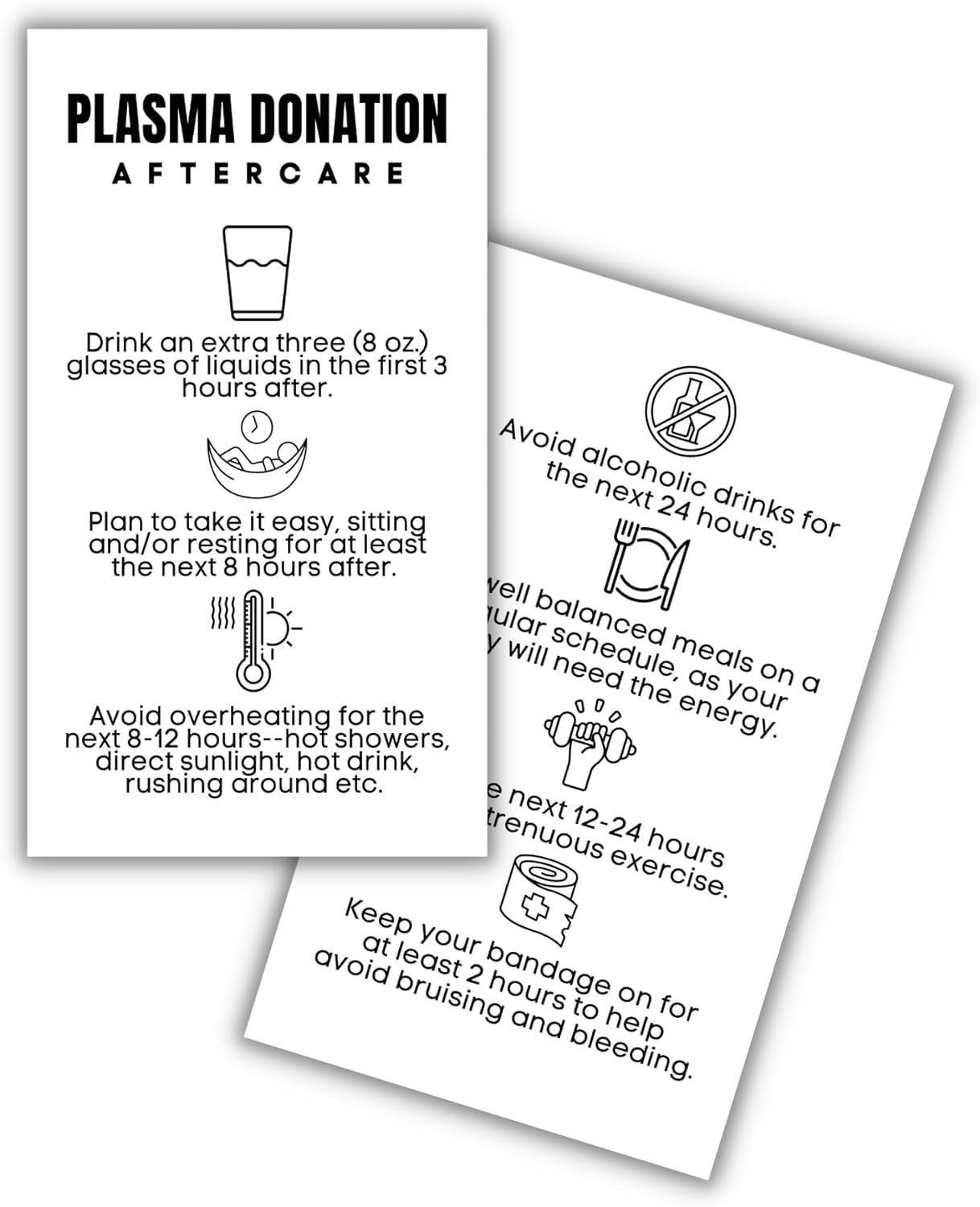 Lashicorn Plasma Blood Donation Aftercare Instruction Care Cards for ...