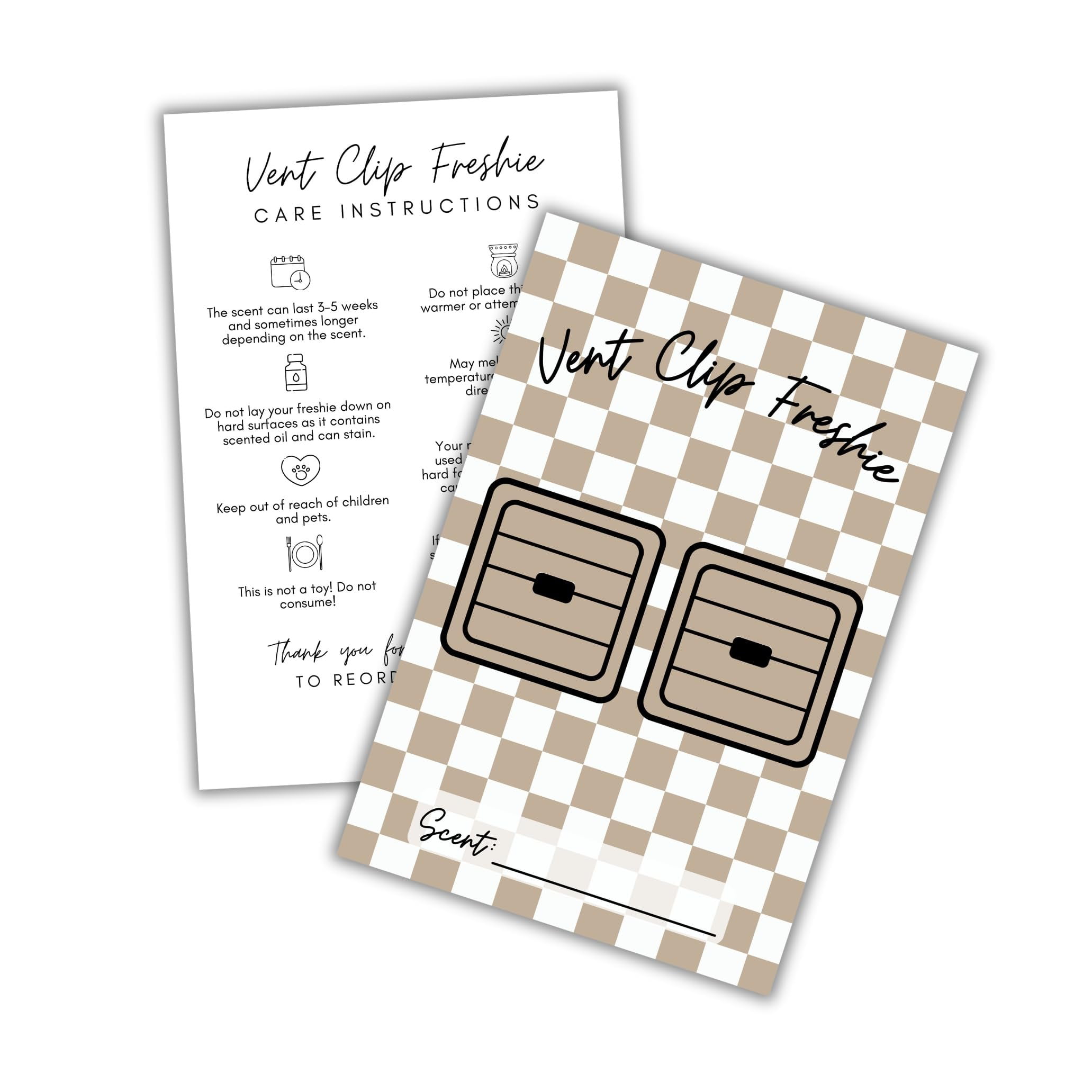 Lashicorn Vent Clip Freshie Package Insert Card with Card Instructions ...