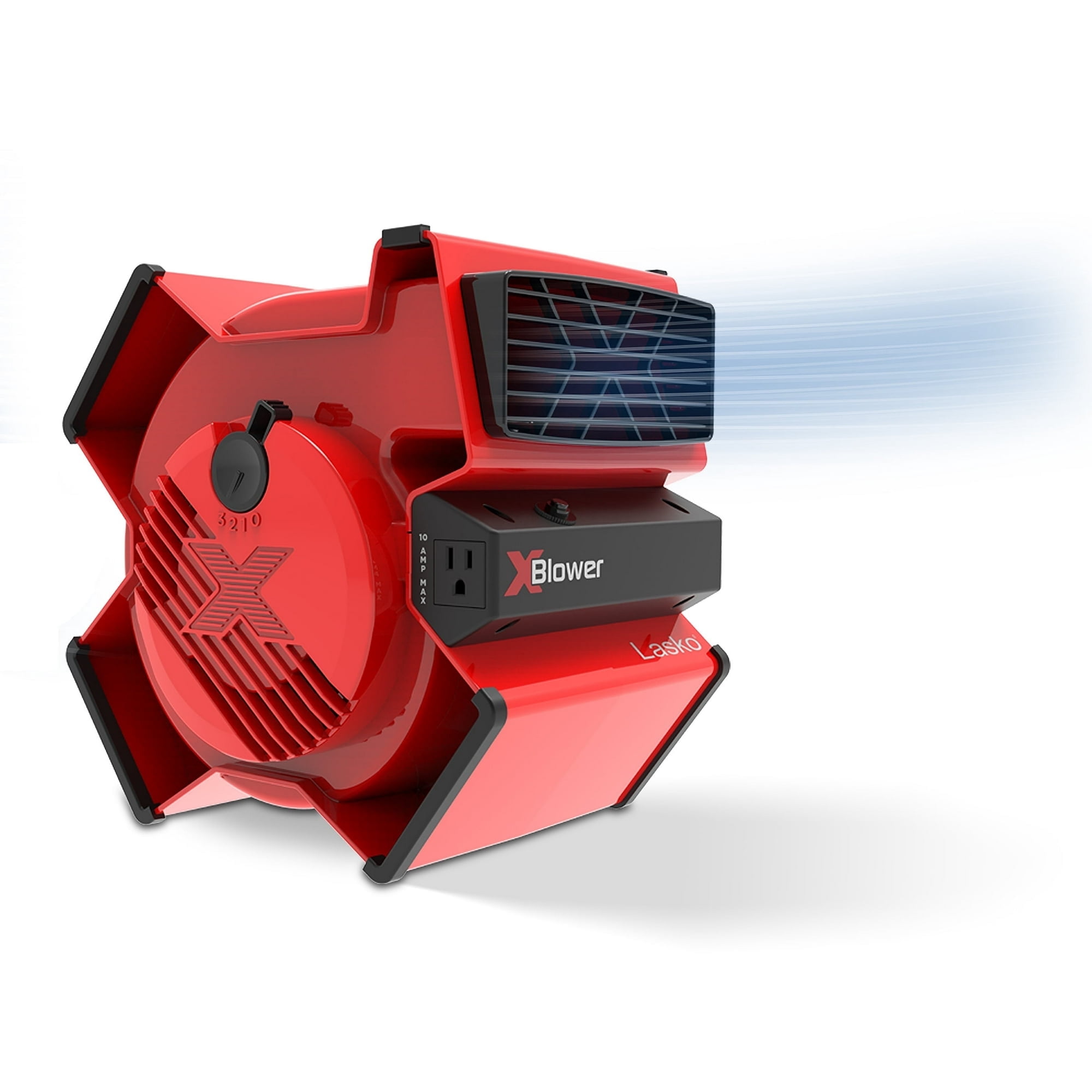 Lasko 11" X-Blower Multi-Position Utility Blower Fan with USB Port, Red ...