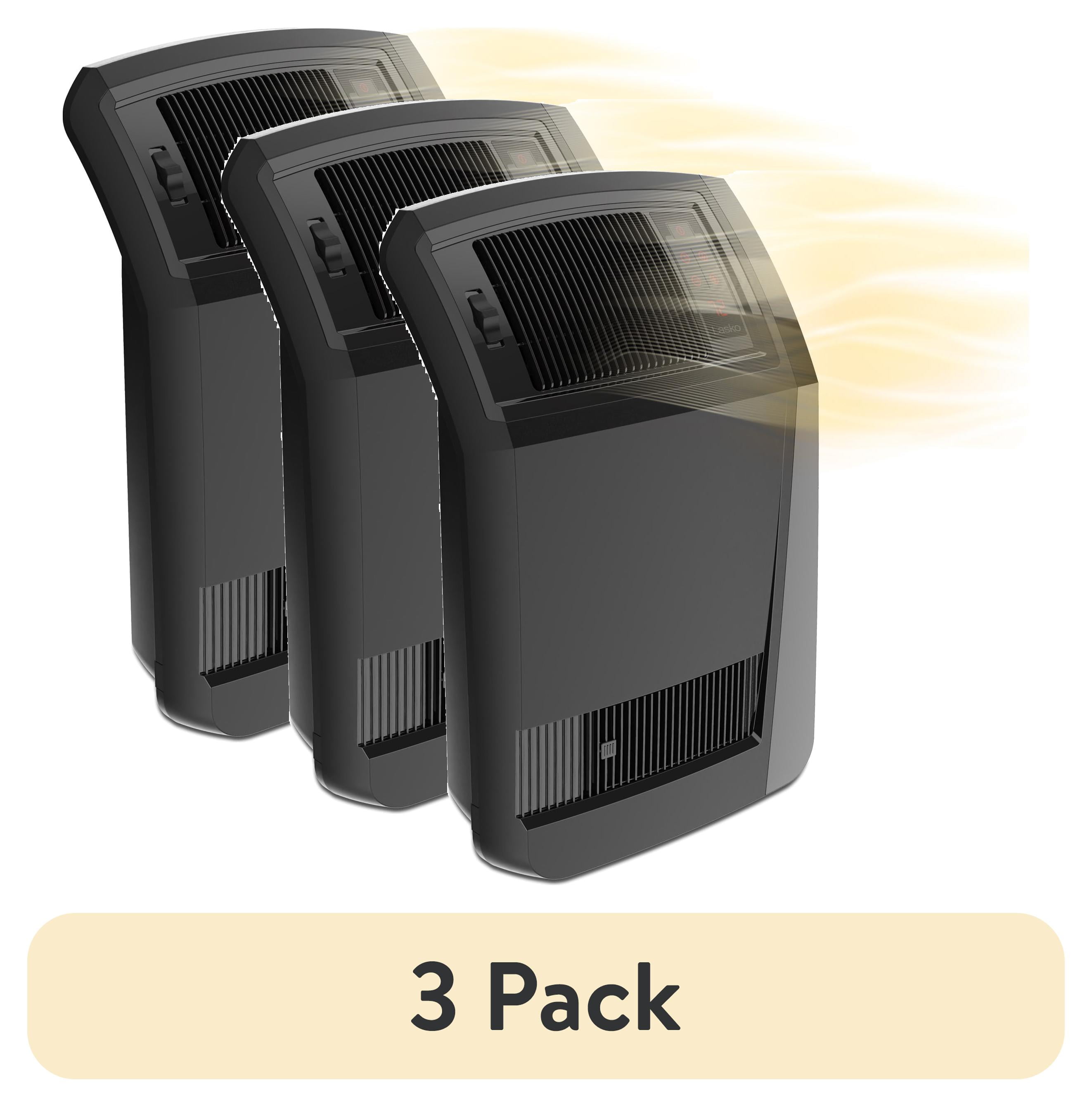 (3 pack) Lasko 1500W Cyclonic Ceramic Console Electric Space Heater with Timer, CC24925, Black ...