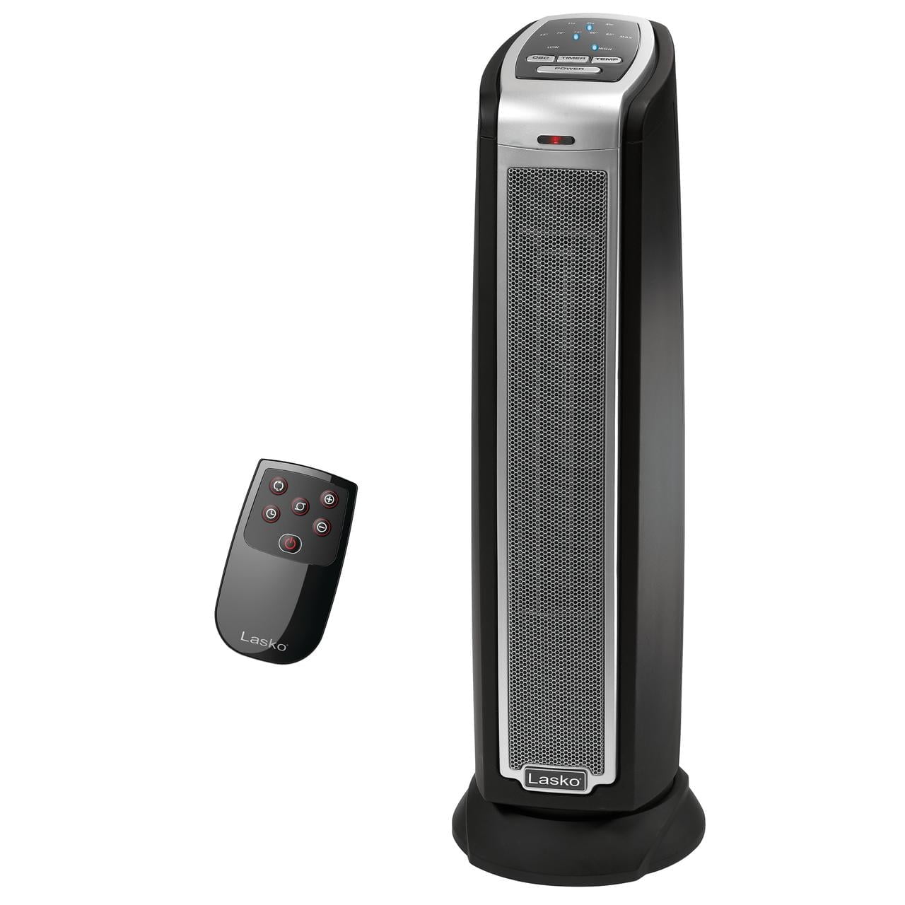 "Lasko 23"" 1500W Ceramic Tower Heater, Oscillating, with Remote, Black ...