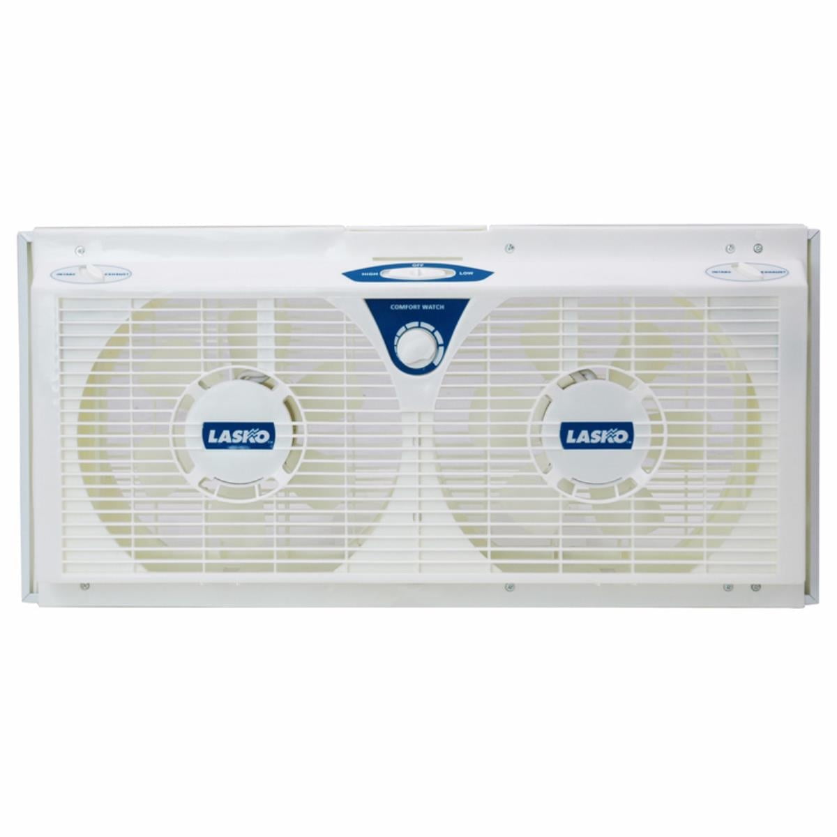 "Lasko 8"" Reversible Twin Window Fan with Thermostat, Dual Slim, Wide ...
