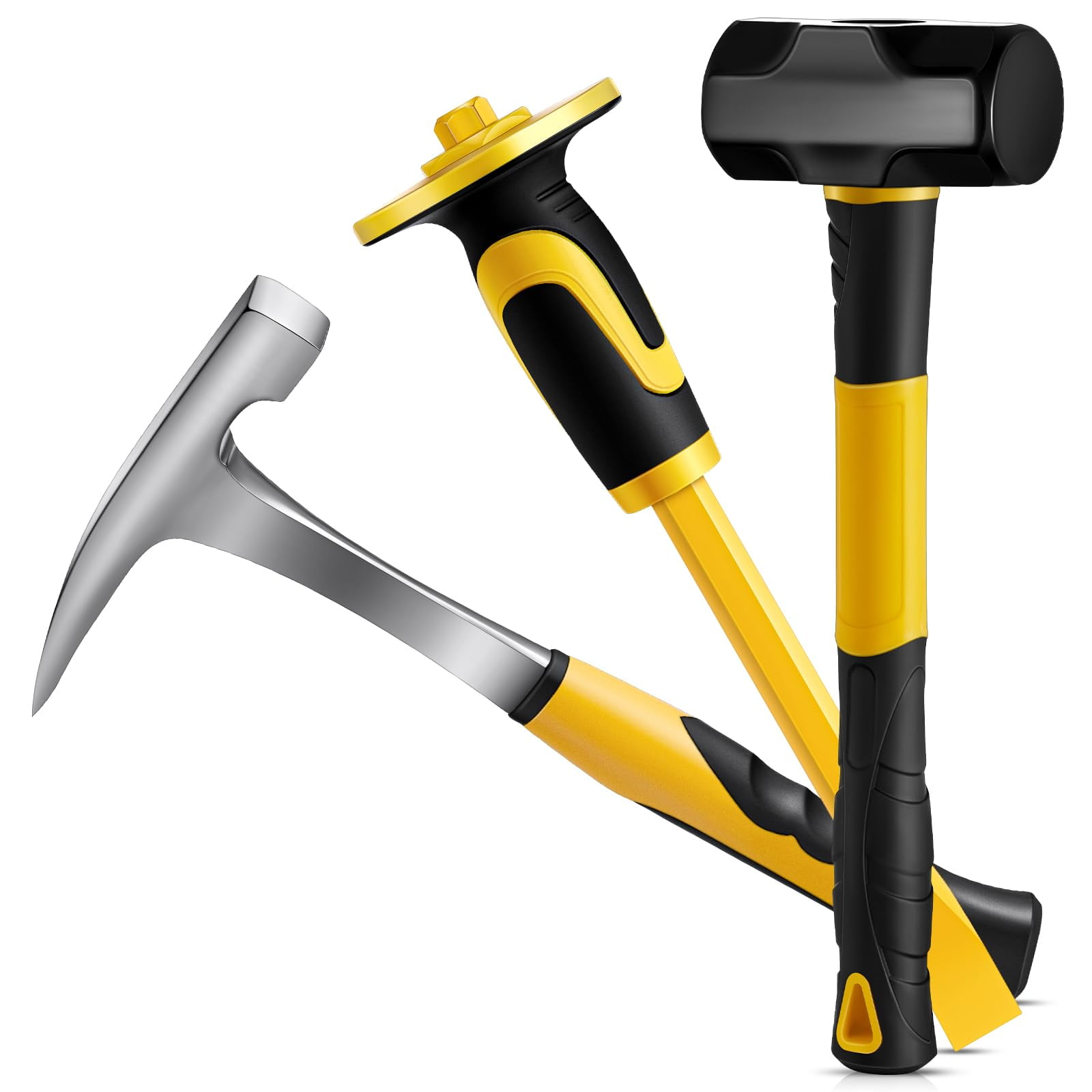 Lasnten 3 Pcs Geology Rock Pick Equipment Kit Rock Hammer 3lb Octagonal ...