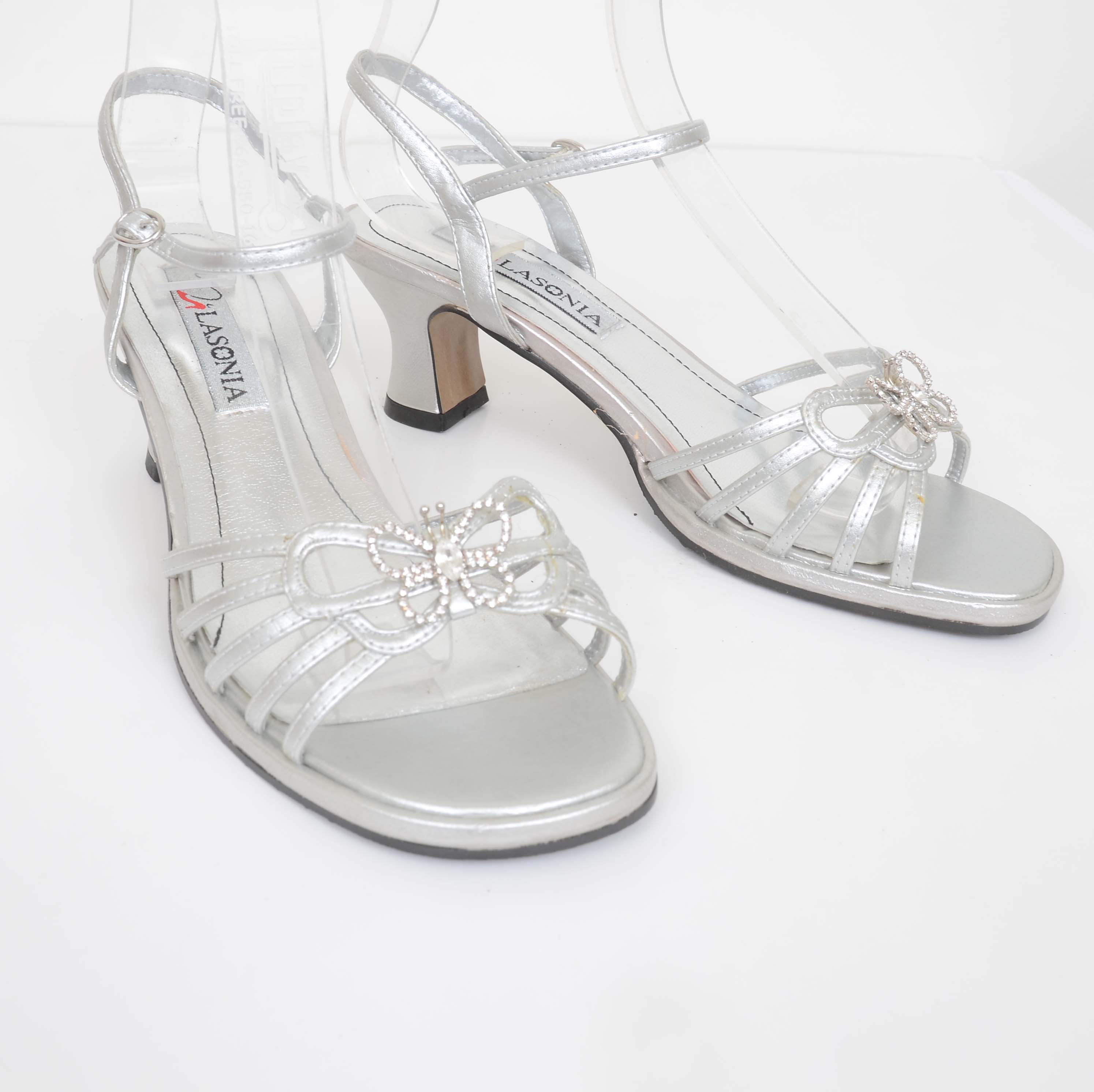 Lasonia Butterfly Bling SIlver Metallic Sandal Evening Shoes - Walmart.com