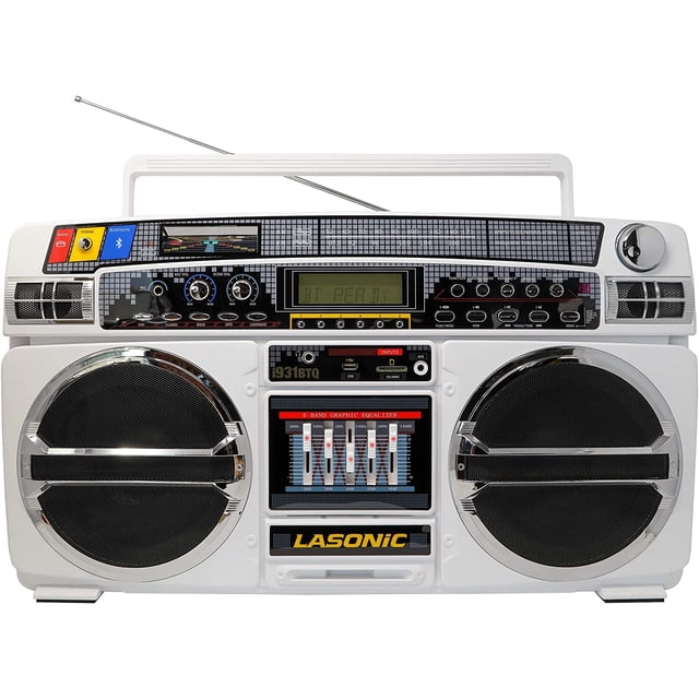 Lasonic i-931BT 80s Style Bluetooth Boombox - WHITE, Retro Design, AM ...