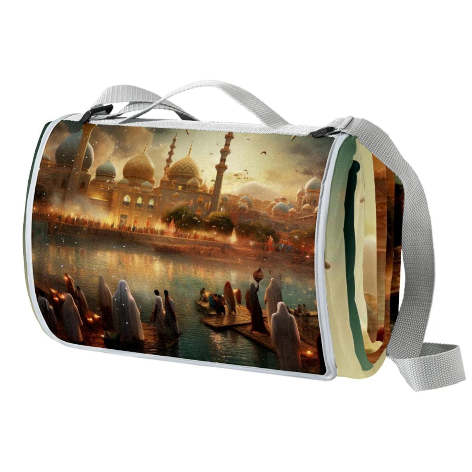 Lasser Bairam Portable Canvas Picnic Blanket Waterproof Backing for ...