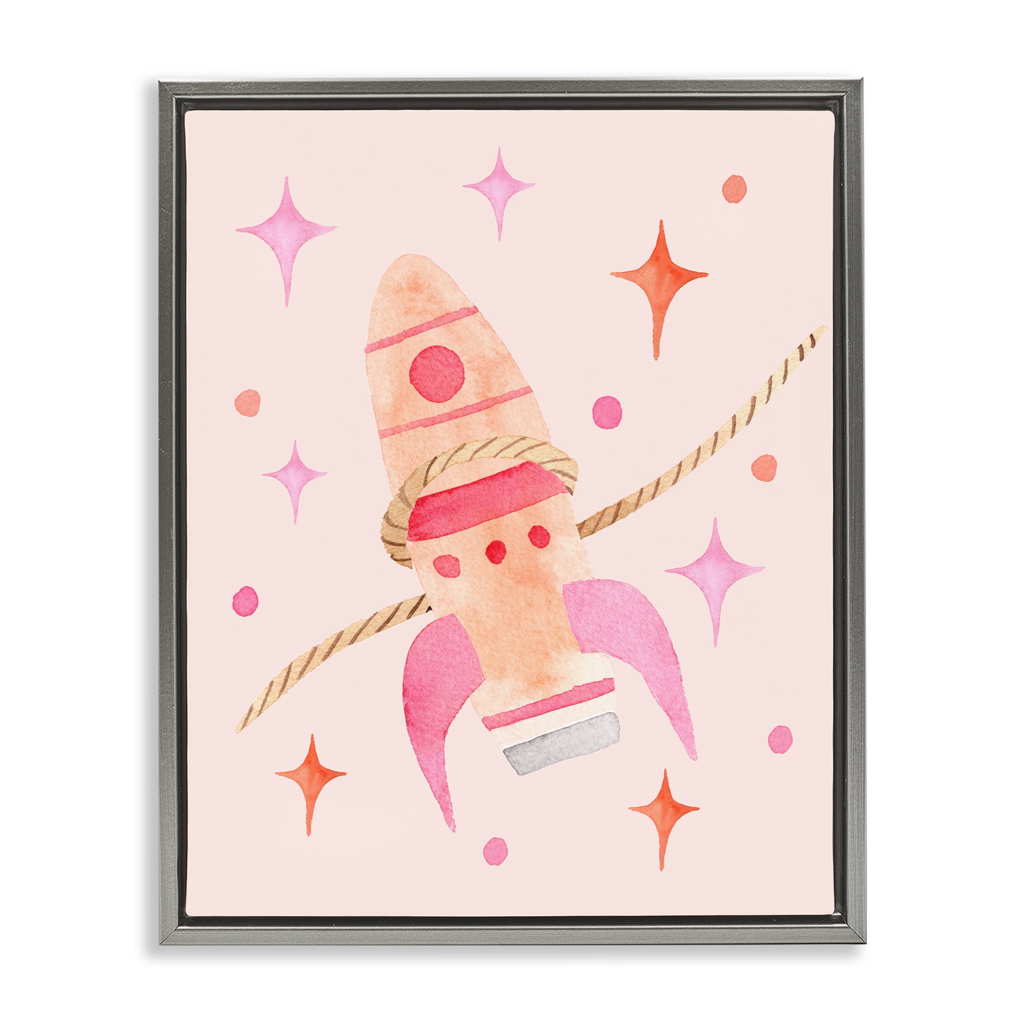 Lasso Rocket Ship Gray Framed Floater Canvas Wall Art, design by Nina ...