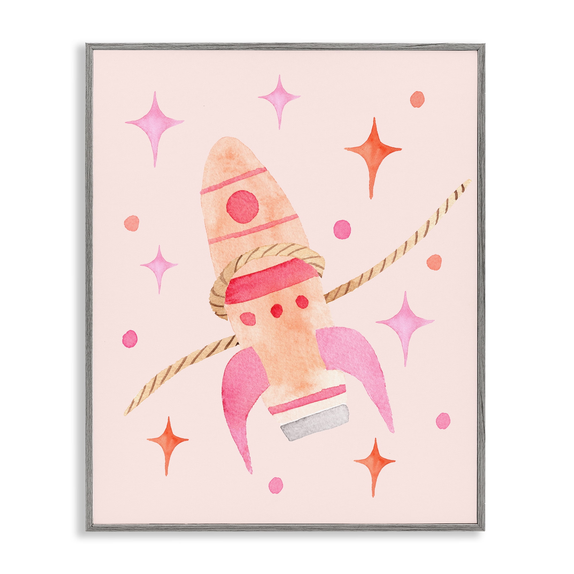Lasso Rocket Ship Gray Framed Giclee Art, design by Nina Jacobs ...