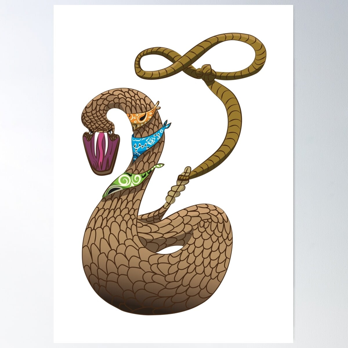 Lassoing Cowboy Rattlesnake Poster Wall Art, Modern Wall Decor For ...