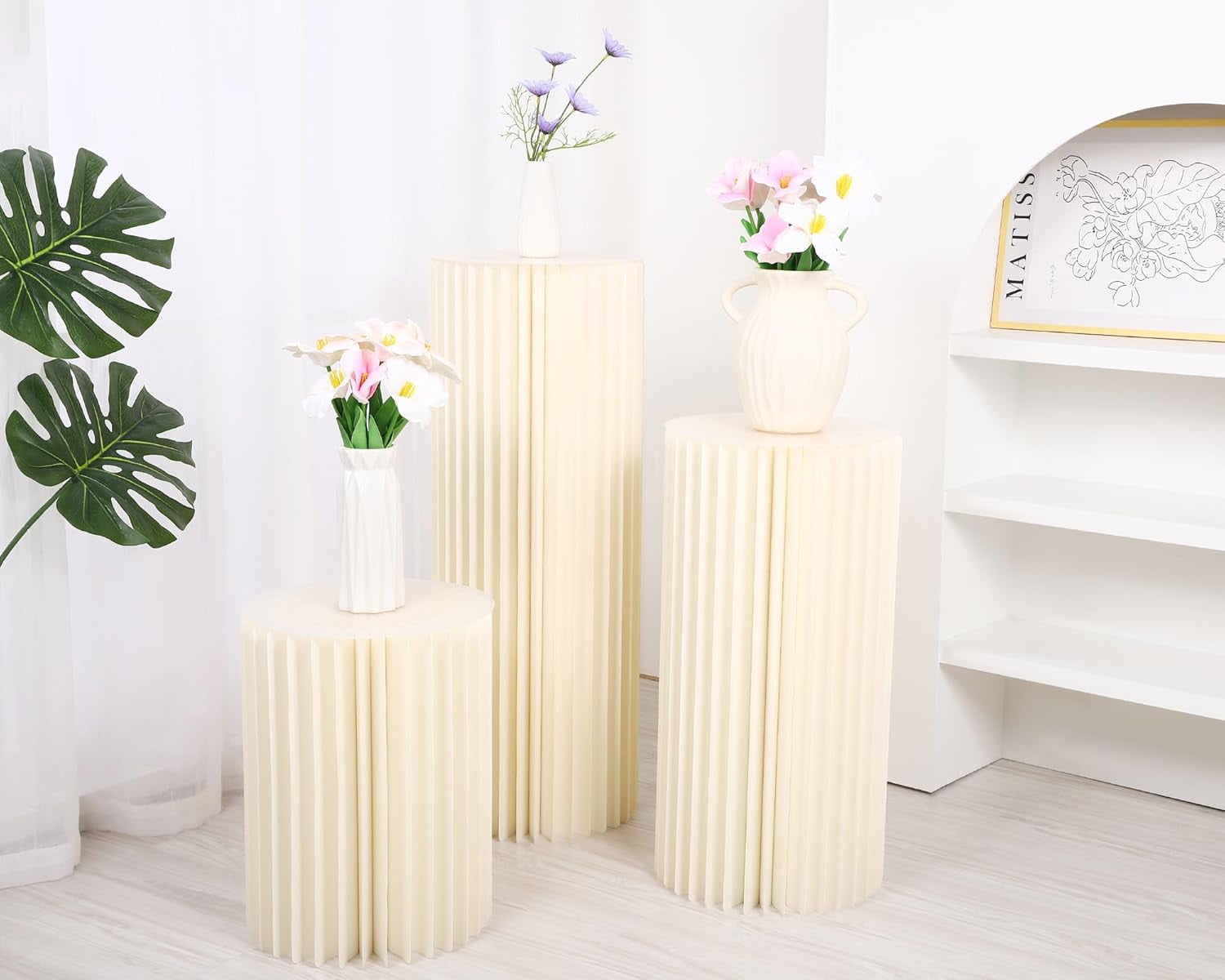 Lassos Boutique Foldable Cardboard Cylinder Pedestal Stands, Set of 3 ...