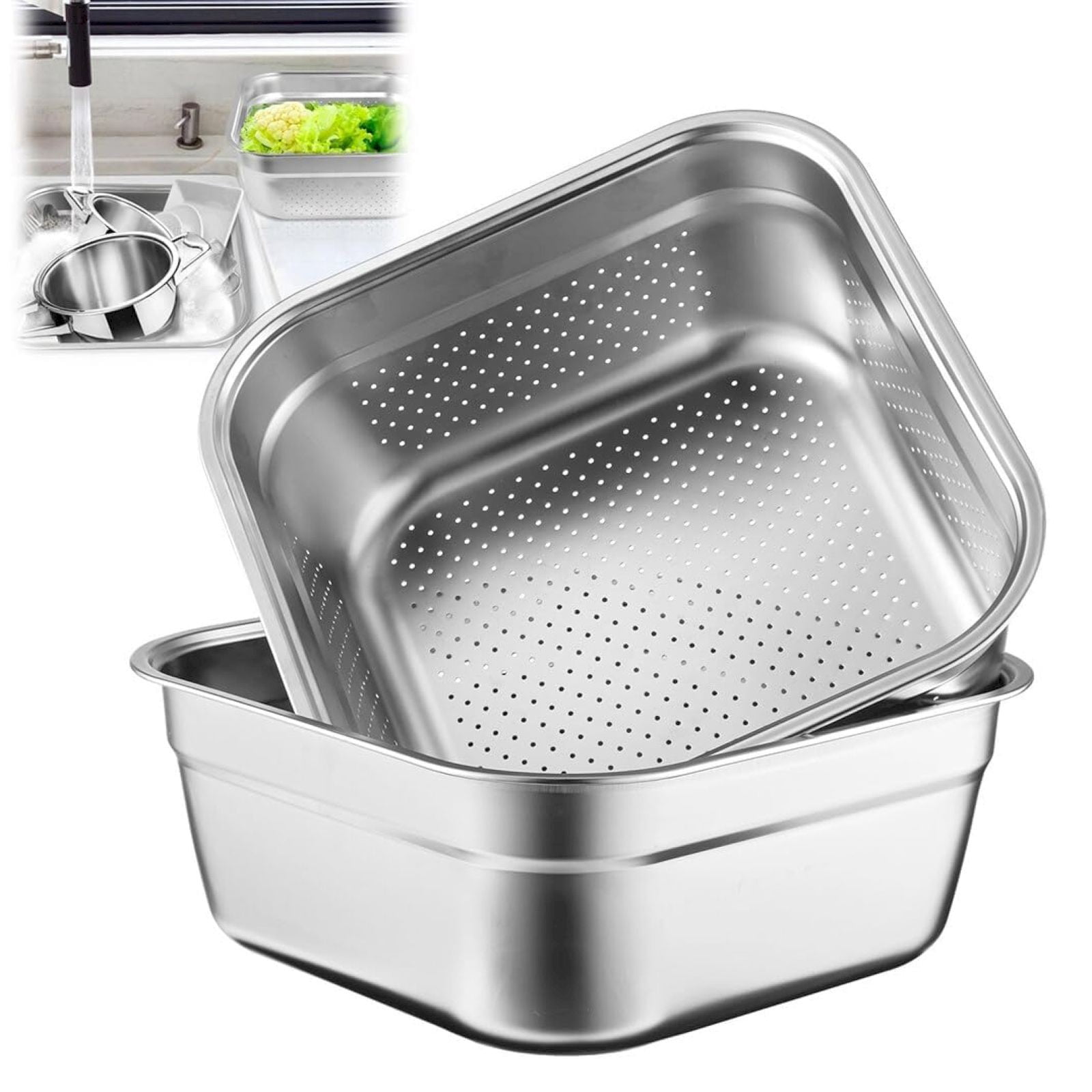 Last Chance A Set Of Stainless Steel Rice and Vegetable Washing Basins ...