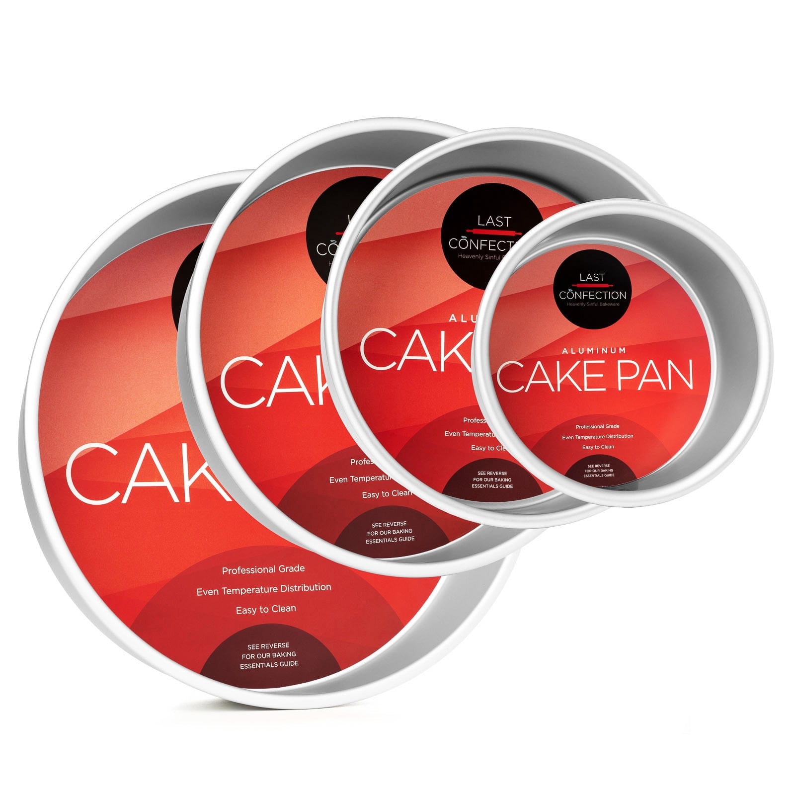"Last Confection 4-Piece Deep Round Cake Pan Set - 6"", 8"", 10"", 12 ...