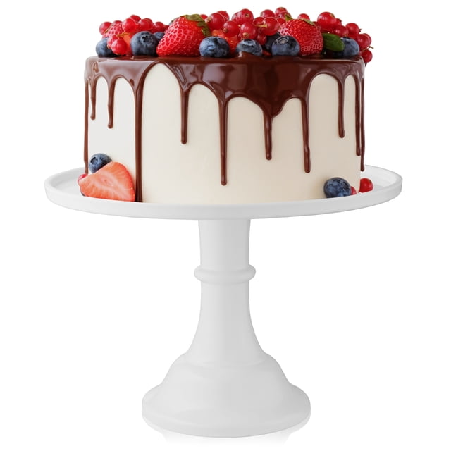 "Last Confection 11"" White Round Cake Stand - Durable Melamine Display ...