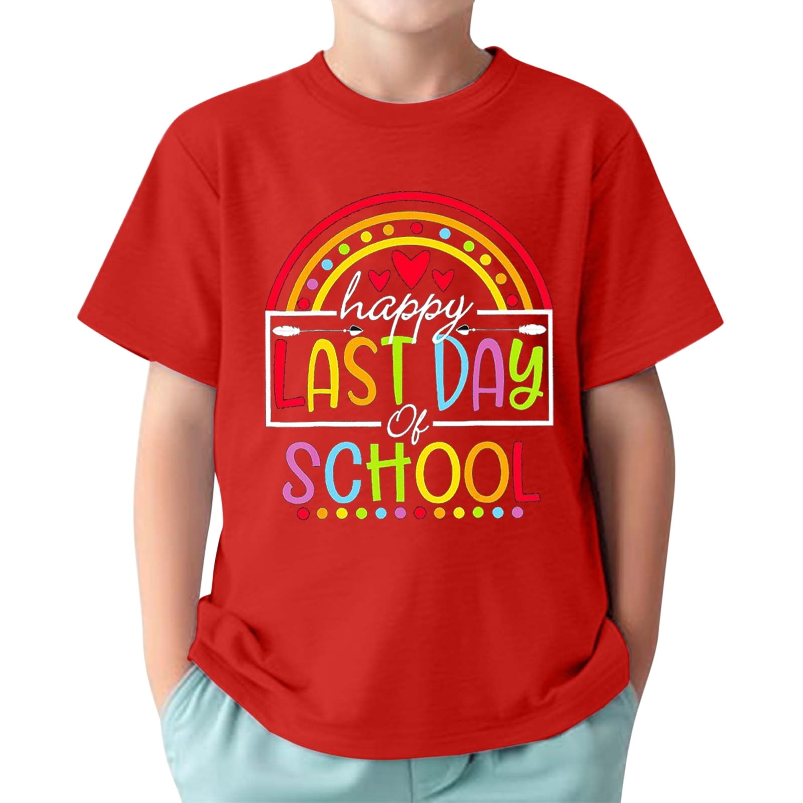 Last Day Of School Shirt For Toddler Boys Girls Kids Shirtss Red Happy ...