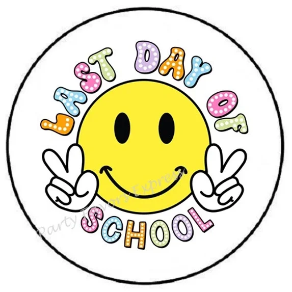 Last Day Of School Smiley Face Stickers Party Favor Phone Decal Water ...
