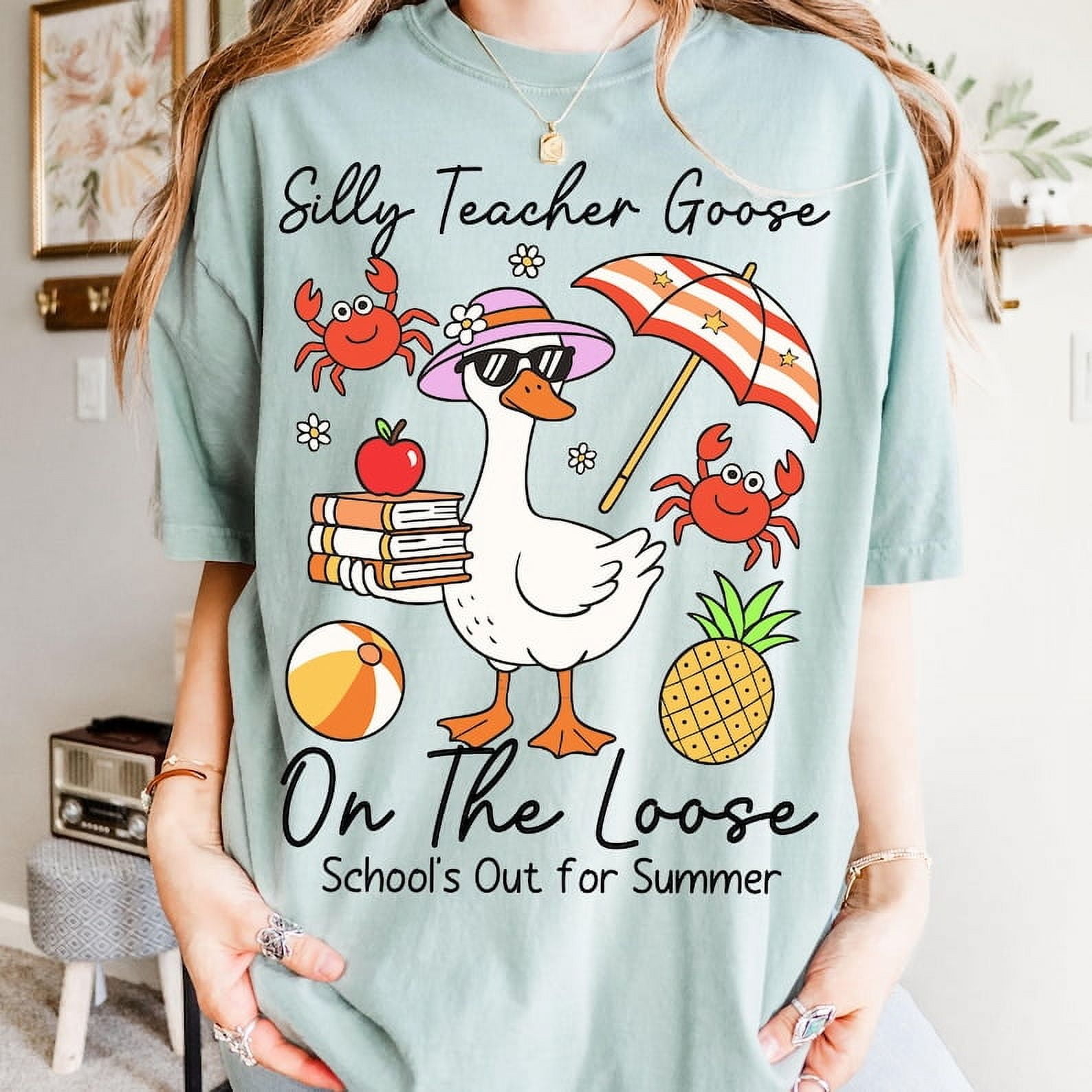 Last Day of School Teacher Goose Shirt, Schools Out For Summer Silly ...