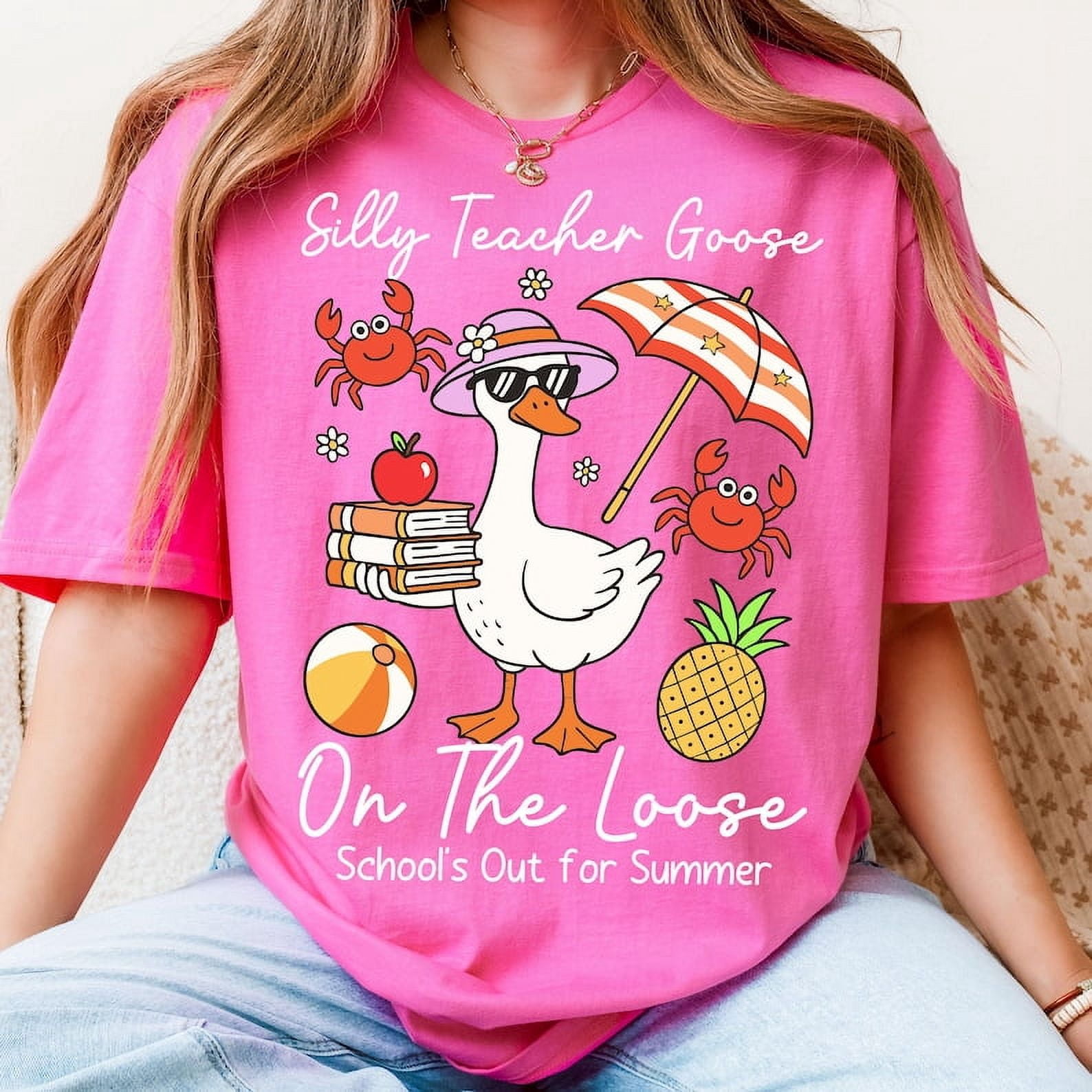 Last Day of School Teacher Goose Shirt, Schools Out For Summer Silly ...