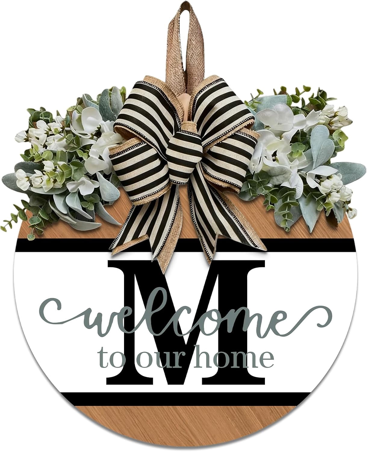 Last Name Round Front Door Wreath Decor for All Seasons, 26 Initial ...