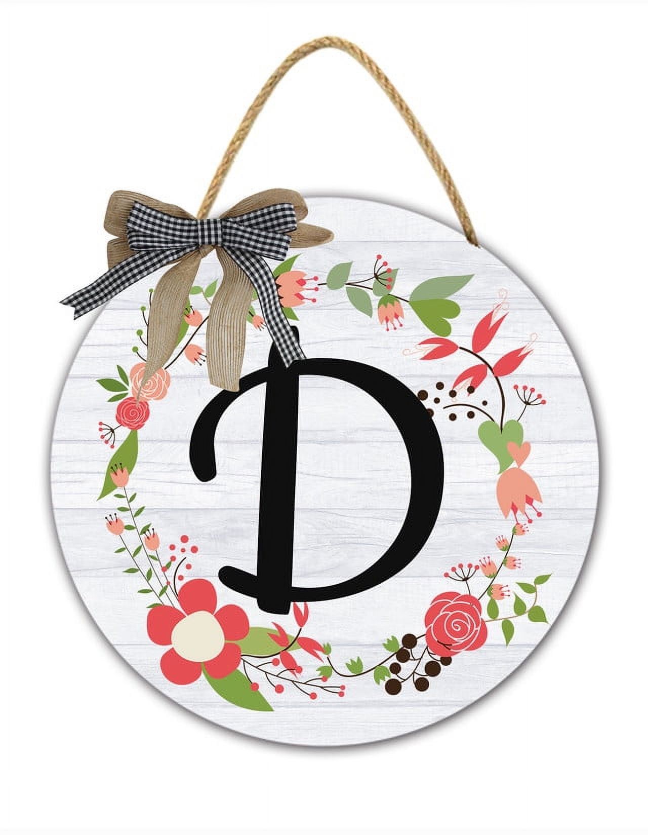 Last Name Sign for Front Door Decor D Monogrammed Initial Door Hanger ...
