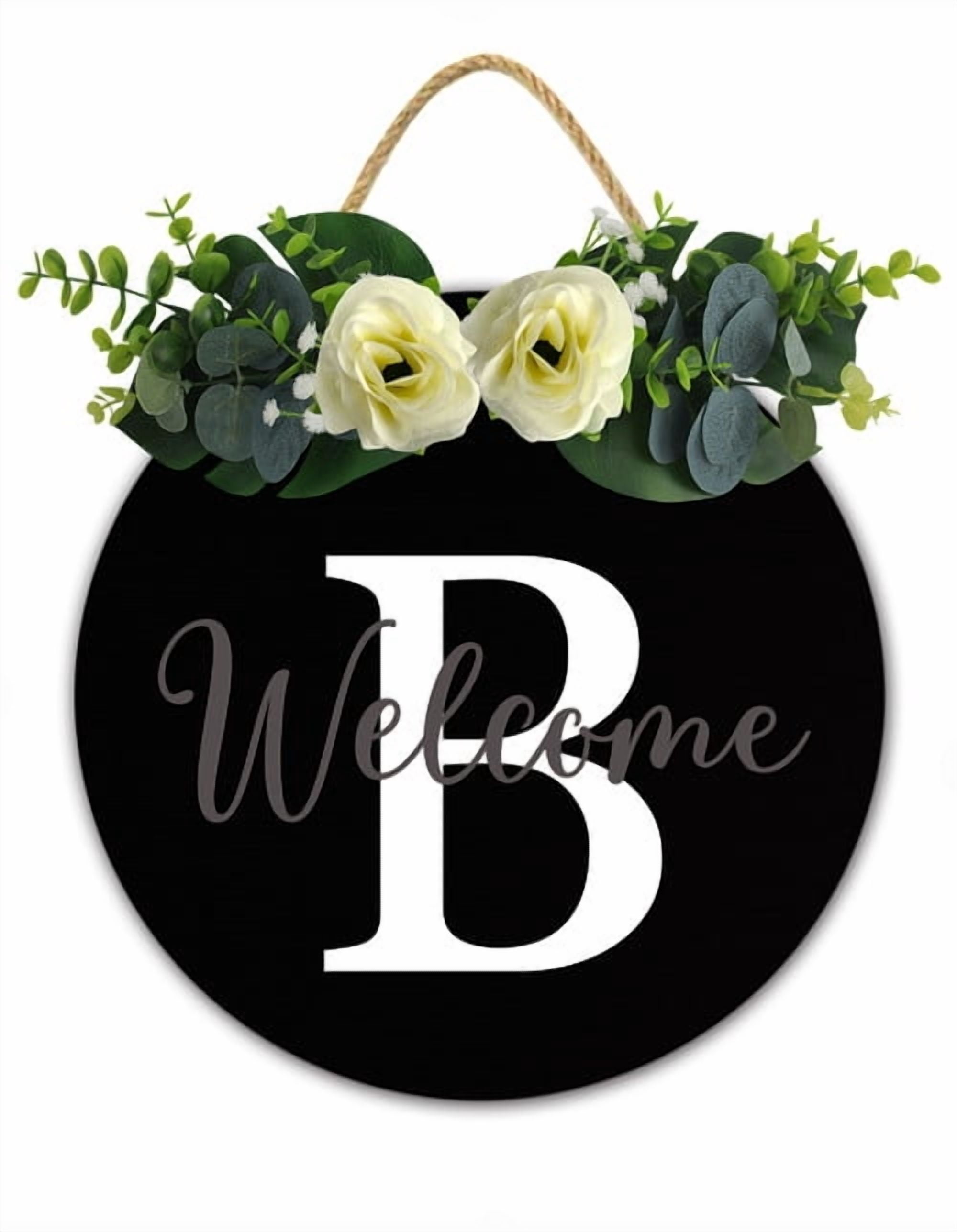 Last Name Welcome Sign With Monogram Letter B Family Name Sign Initial ...