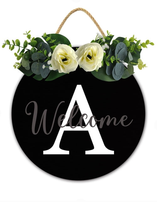 Last Name Welcome Sign With Monogram Letter A Family Name Sign Initial ...