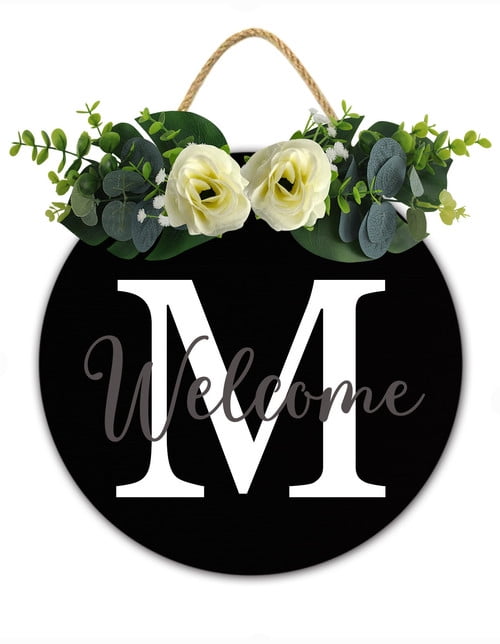Last Name Welcome Sign With Monogram Letter M Family Name Sign Initial ...