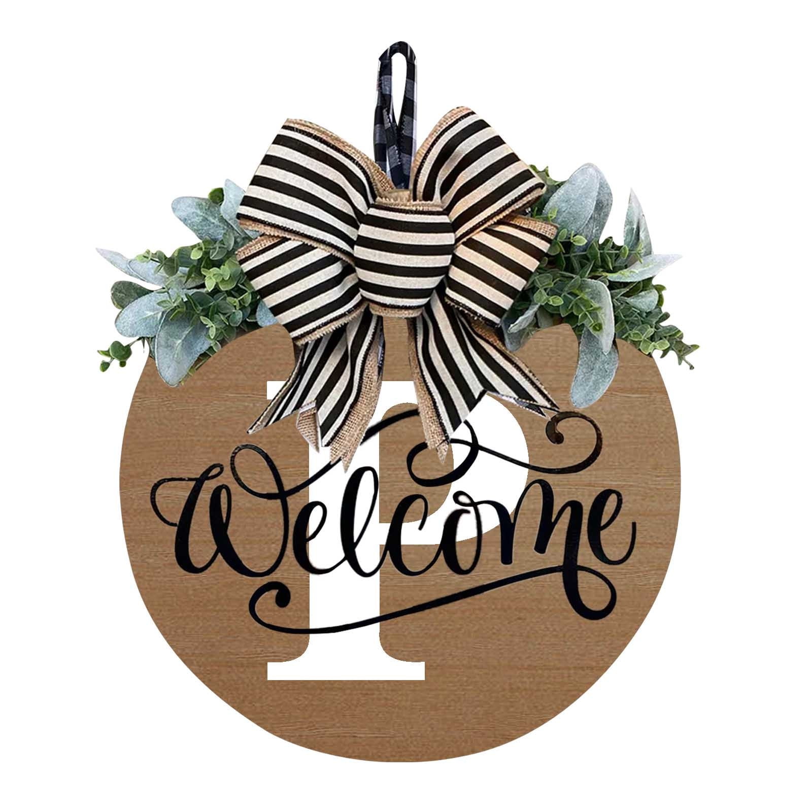 Last Name Wreaths for Front Door, Personalized Welcome Sign for Front ...
