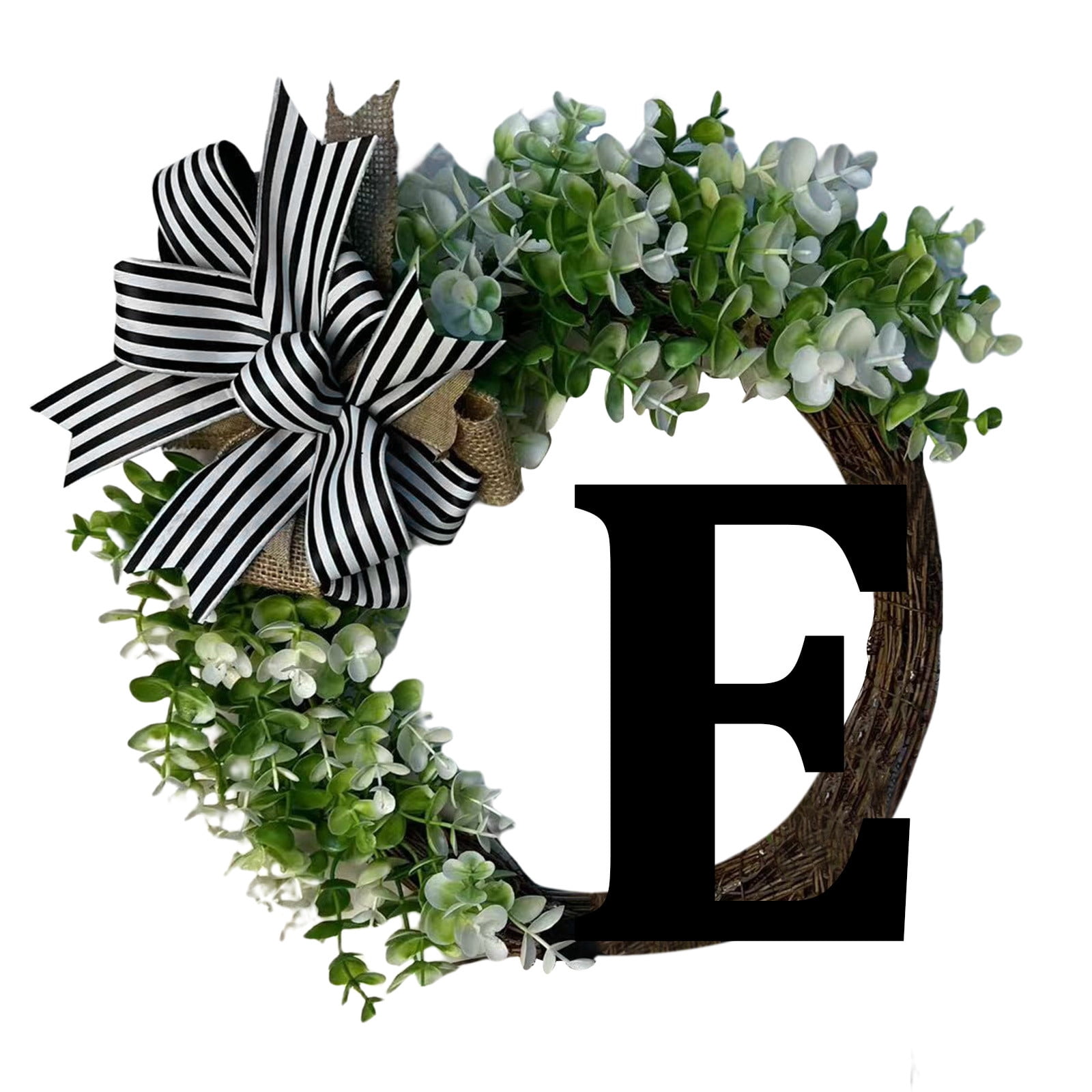 Last Name Year Round Front Door Wreath ，26 Letter Farmhouse Wreath ...